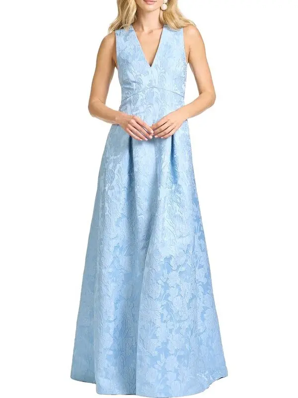 Sachin & Babi Brooklynne Floral Cloqué Gown - Ice Blue