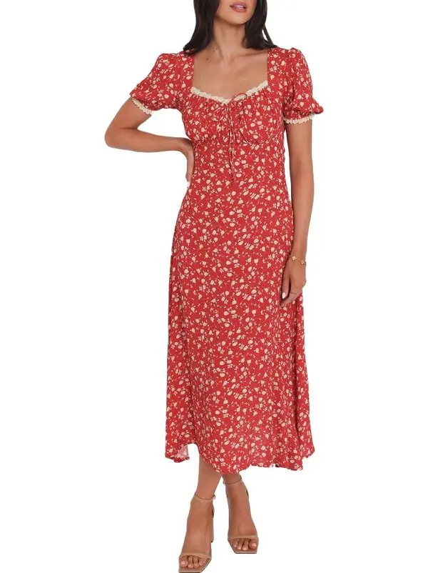 PETAL & PUP Francine Floral Midi Dress - Red Floral