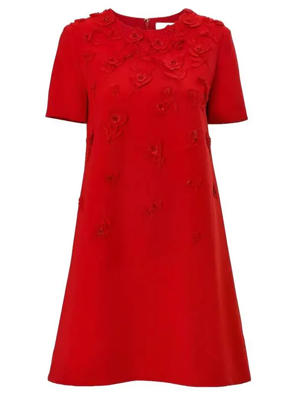 Carolina Herrera Embroidered Mini Dress - Red