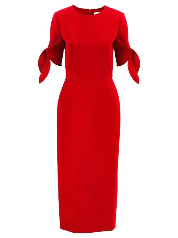 Carolina Herrera Tie-sleeve Midi Dress - Red