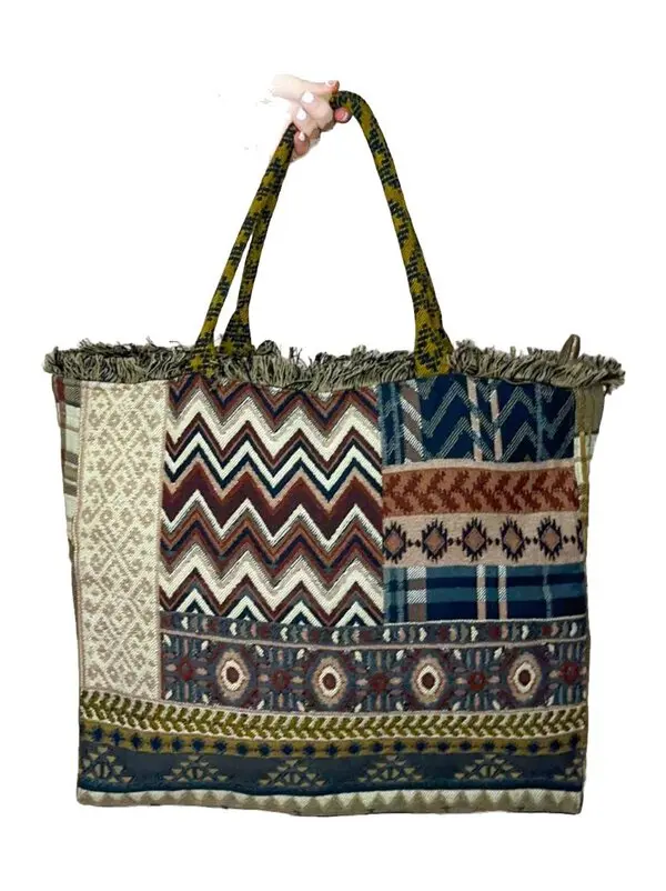 Vismaya Eminent Jacquard Bag - Beige Brown