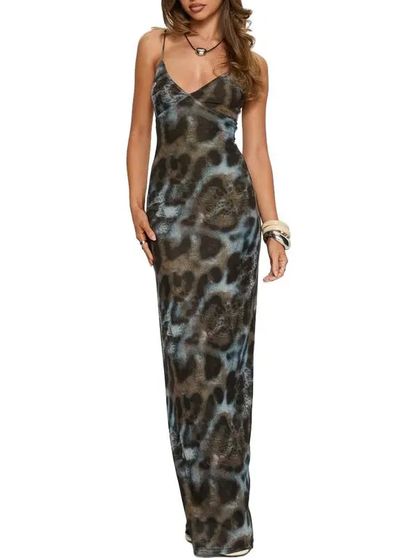 Princess Polly Printed Sleeveless Maxi Dress - Leopard