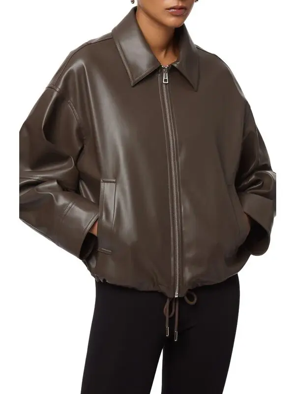 Apparis Ada Faux Leather Bomber Jacket - Deep Brown