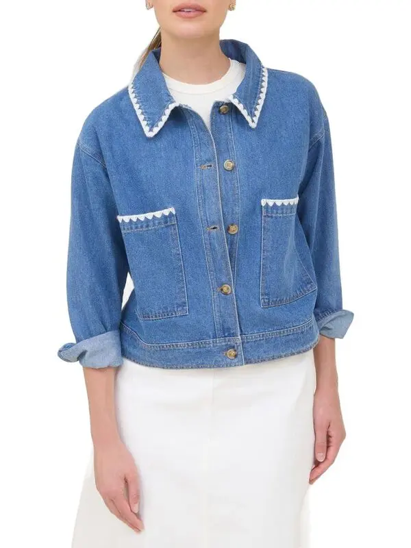 ZOE AND CLAIRE Jacket With Embroidery - Denim
