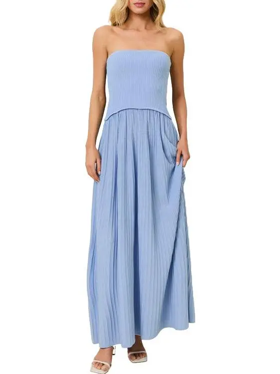 Solid & Striped Soglio Strapless Ribbed Maxi Dress - Blue Lagoon
