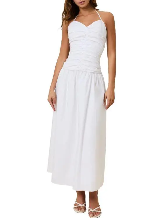 Solid & Striped The Adina Ruched Halter Maxi Dress - Optic White