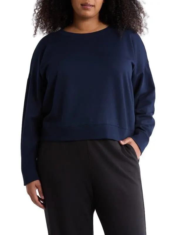 Eileen Fisher Crop Organic Cotton Sweatshirt - Ink