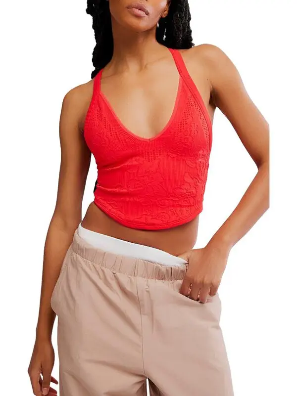 Free People Daydream Rib Racerback Tank - Grapefruit