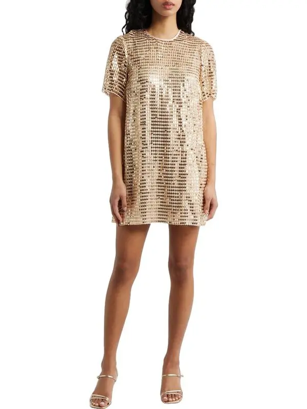 Saylor Stara Sequin Mini Shift Dress - Gold