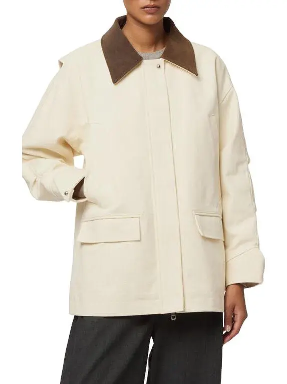 Apparis Clive Canvas Workwear Jacket - Off White/dark Brown