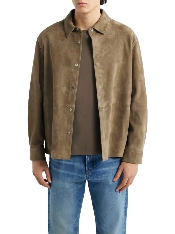 FRAME Suede Shirt Jacket - Dark Beige