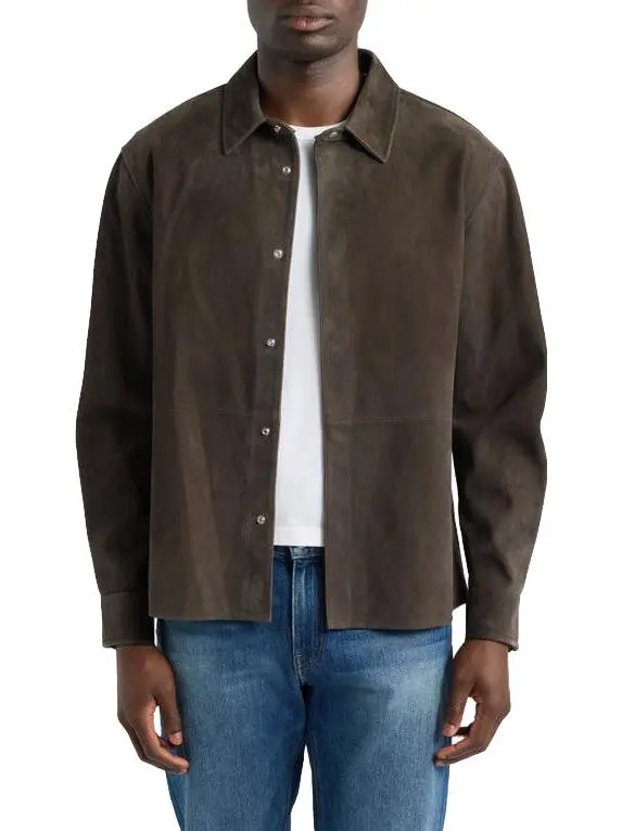 FRAME Suede Shirt Jacket - Dark Brown