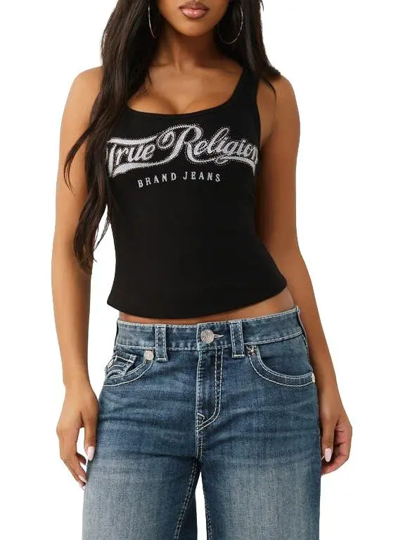 True Religion Crystal Logo Tank - Jet Black
