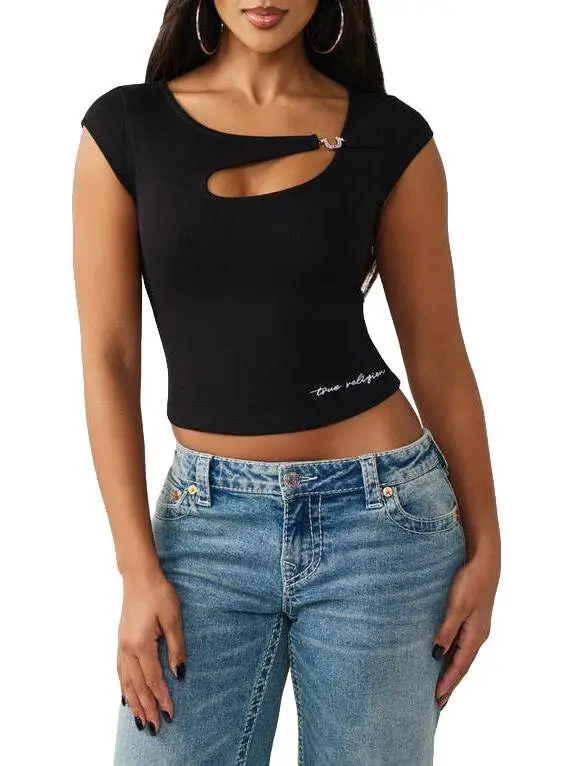 True Religion Cutout Rib T-shirt - Jet Black