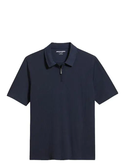Johnston & Murphy Finn Rib Zip Polo - Navy