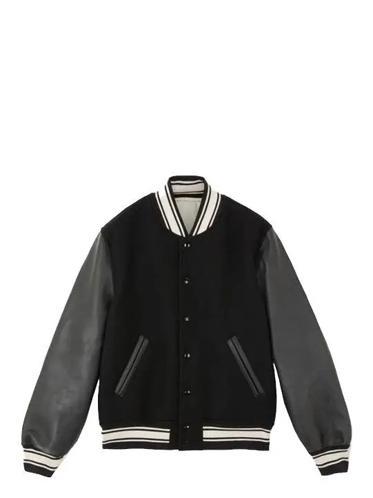 FORTELA Oxford Wool Bomber Jacket - Black