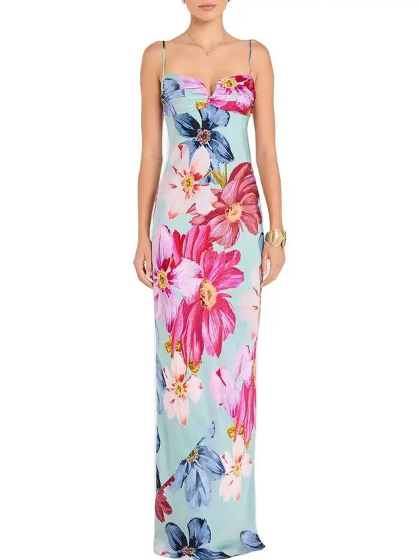Amanda Uprichard Ira Floral Gown - Blue Multi
