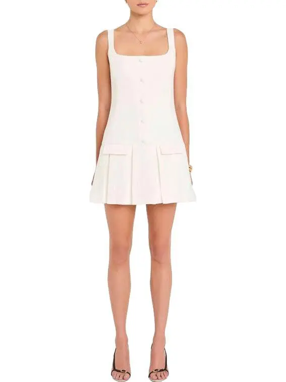 Amanda Uprichard Pleated Mini Dress - Ivory