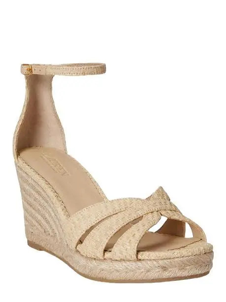 Ralph Lauren Nellie Ankle Strap Wedge Sandal - Natural