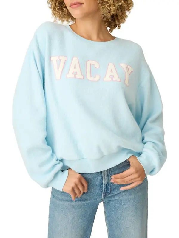 PJ Salvage Vacay Crewneck Sweatshirt - Light Blue