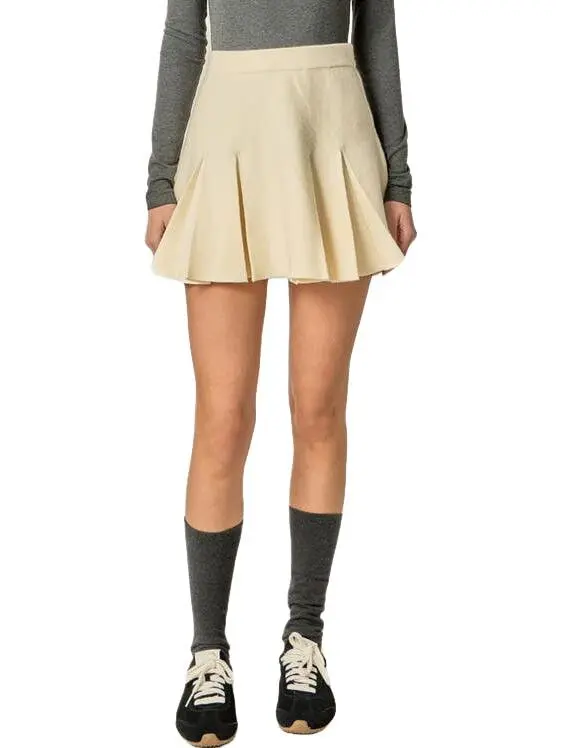 English Factory Pleated Knit Miniskirt - Ivory