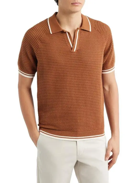 PERCIVAL Tennis Johnny Collar Sweater Polo - Brown