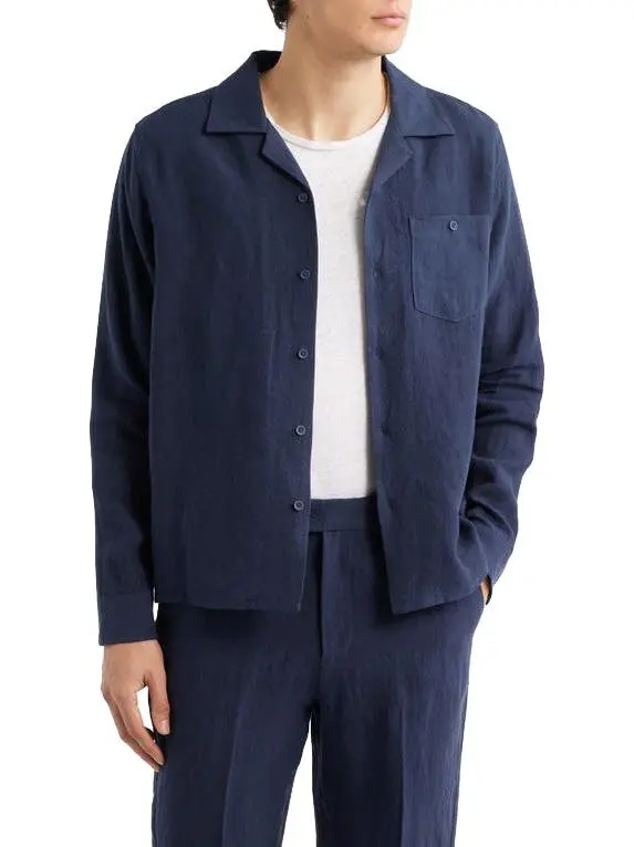 PERCIVAL Linen Shirt - Navy