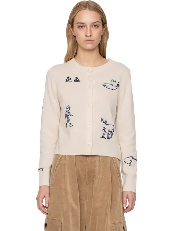 Sea Demi Embroidered Cardigan - Neutral