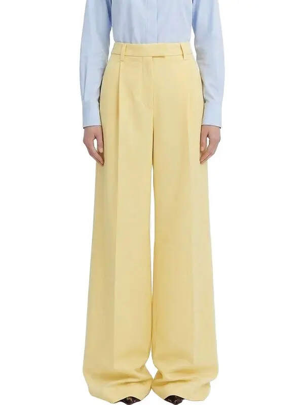 THELATEST Wide Leg Stretch Cotton Trousers - Yellow