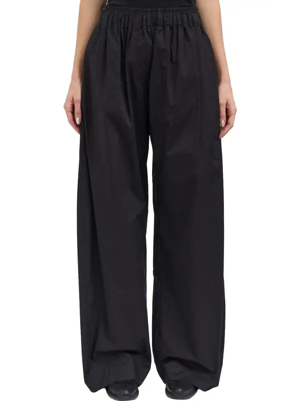 THELATEST Wide Leg Stretch Cotton Trousers - Black