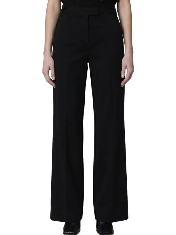 THELATEST Wide Leg Stretch Cotton Trousers - Black