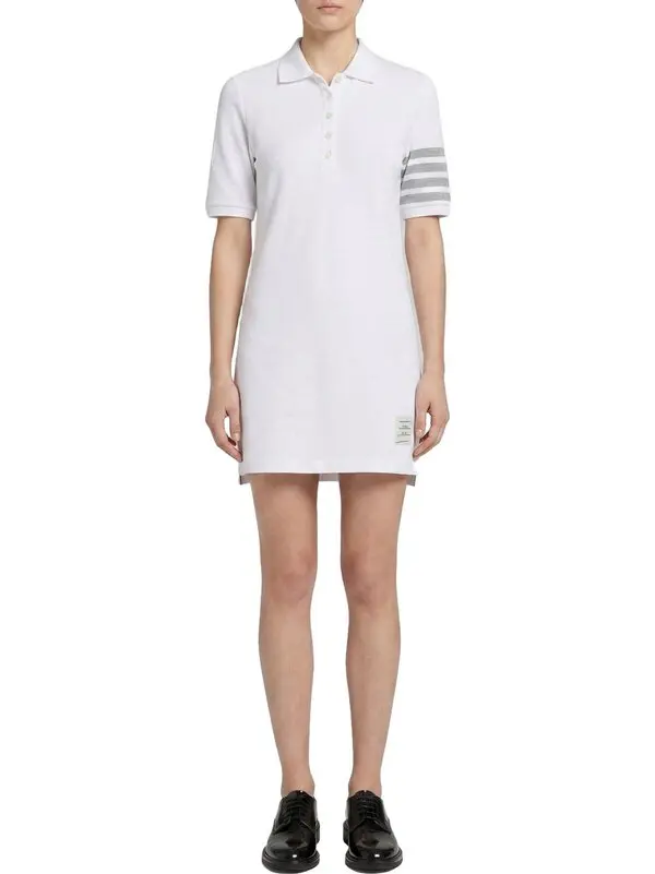 Thom Browne Short Sleeve Polo Dress - White