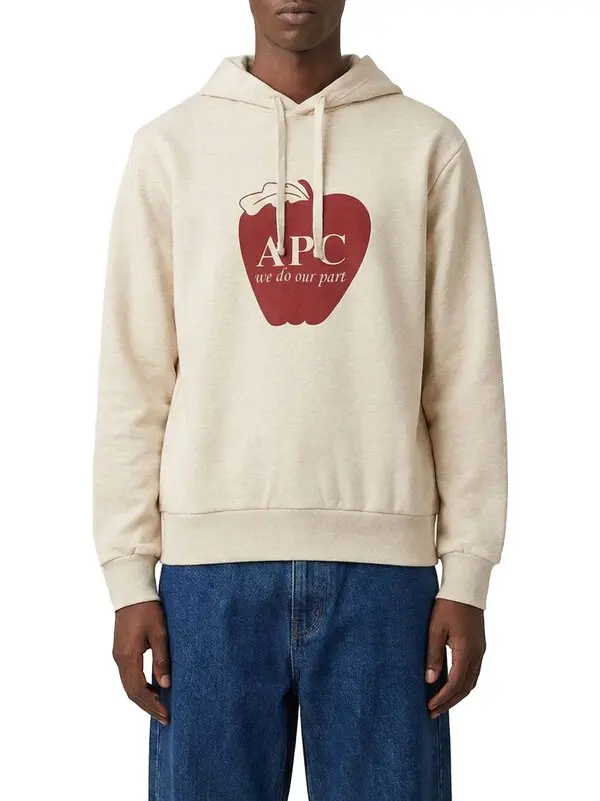 A.p.c. Cotton Hoodie With Logo - Beige