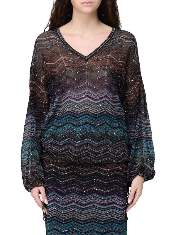 Missoni Zig Zag Lurex Viscose Knit Top - Blue