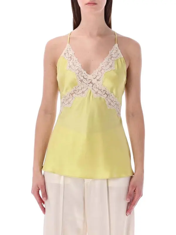 Alberta Ferretti Lace Trimmed Camisole - Yellow