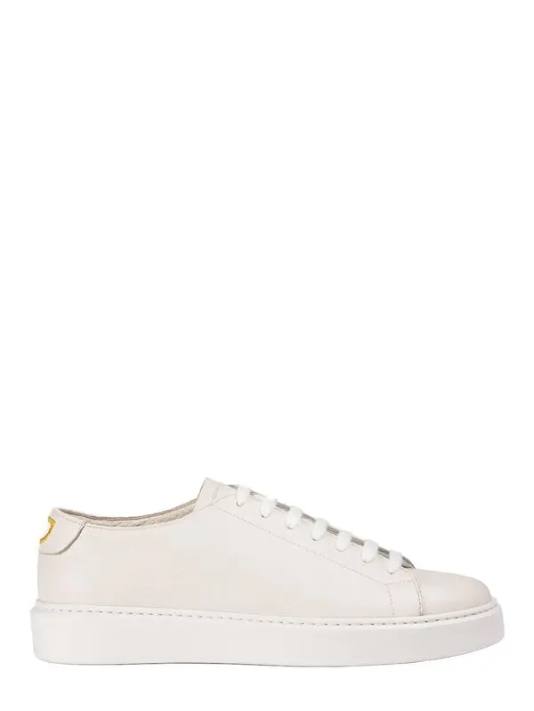 DOUCAL'S Tumbled Leather Lace Up Sneakers - White