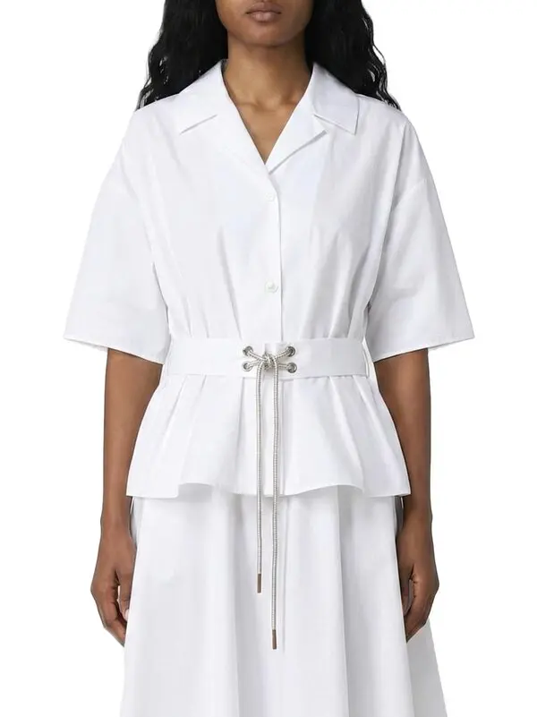 Max Mara Cotton Shirt With Drawstring Waist - White