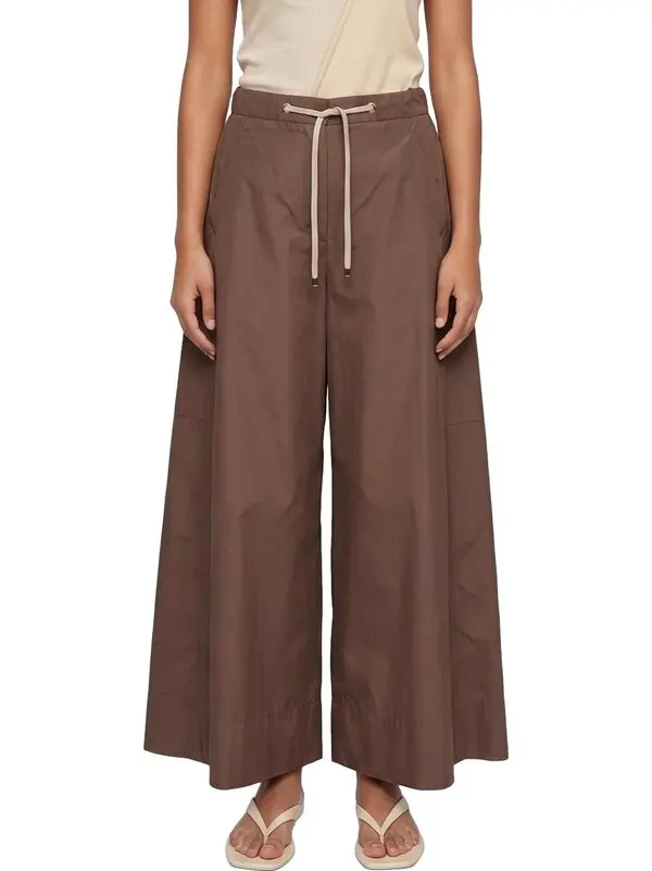 Max Mara Cotton Cropped Trousers - Brown