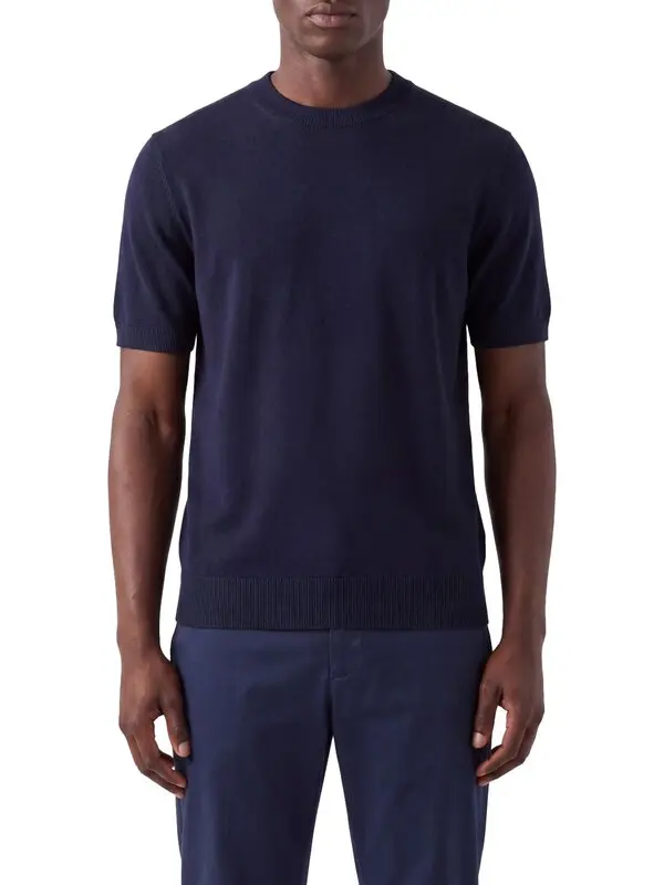 BOSS Short-sleeved Crew Neck Jumper - Blue