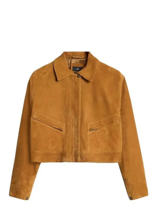 7 For All Mankind Utility Jacket In Suede - Brown
