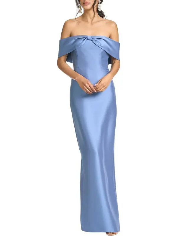 Sachin & Babi Michelle Off-the-shoulder Mikado Gown - Twilight