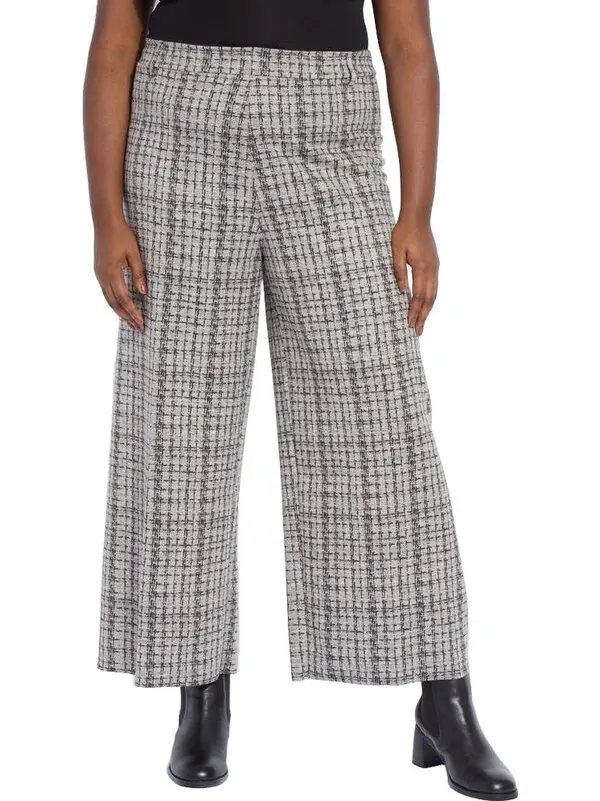 Lyssé Tweed Print Pull-on Wide Leg Pants - Lush Tweed Texture