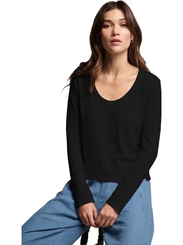 Velvet By Graham & Spencer Becky Long-sleeve Tee - Black