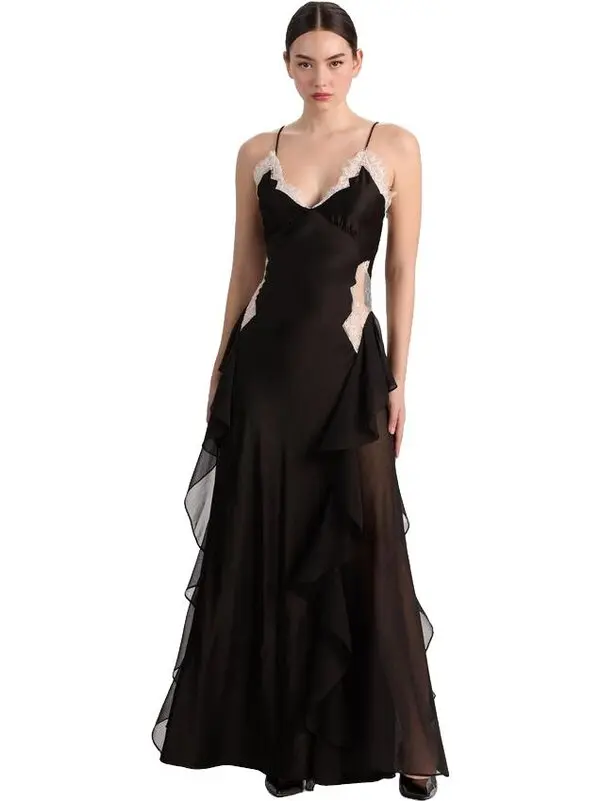 Alice + Olivia Shelba Ruffled Gown - Black