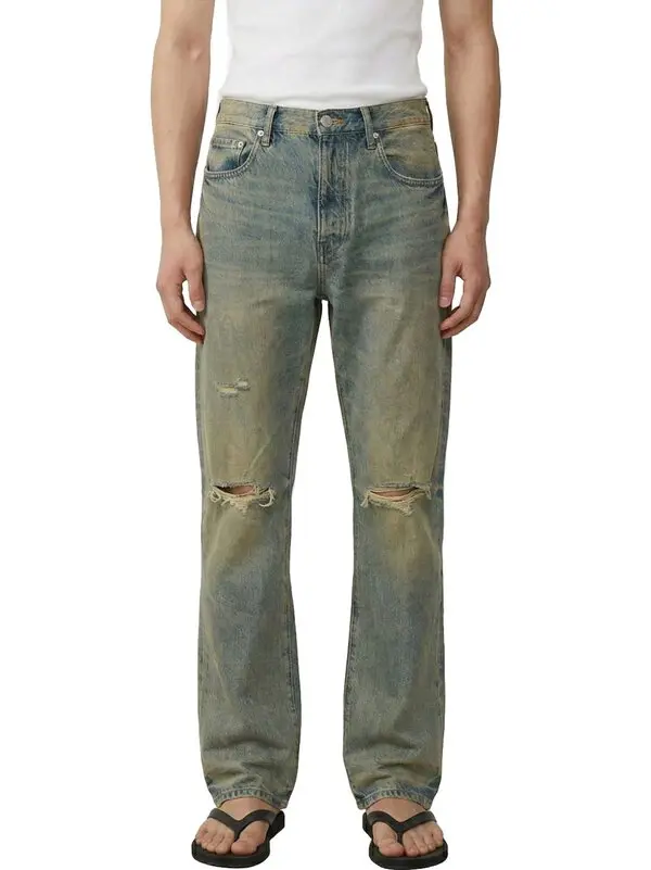 PURPLE BRAND Hadley Vintage Straight Distressed Denim Jeans - Blue