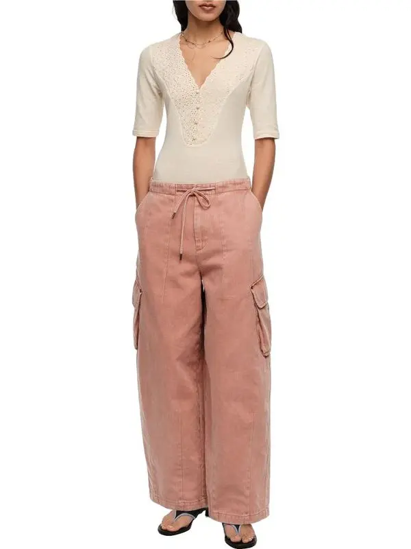 Bimba Y Lola Denim Cargo Trousers - Peach