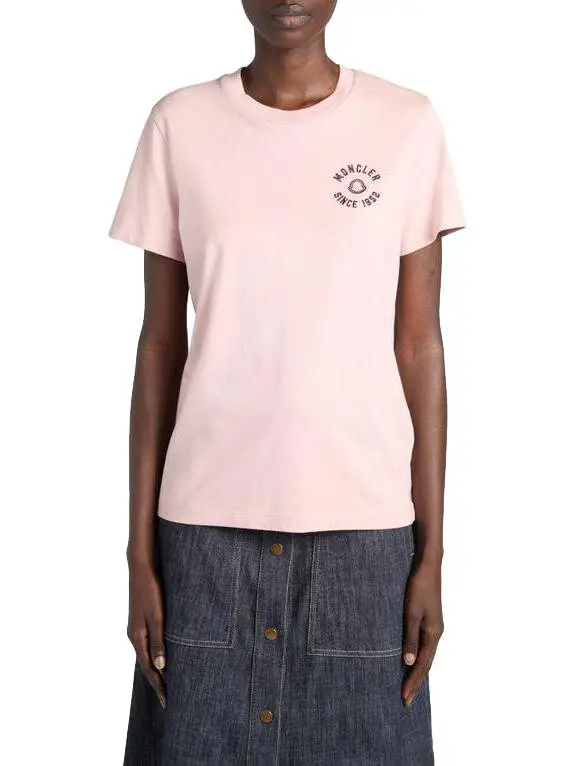 Moncler Logo Embroidered T-shirt - Dusty Pink