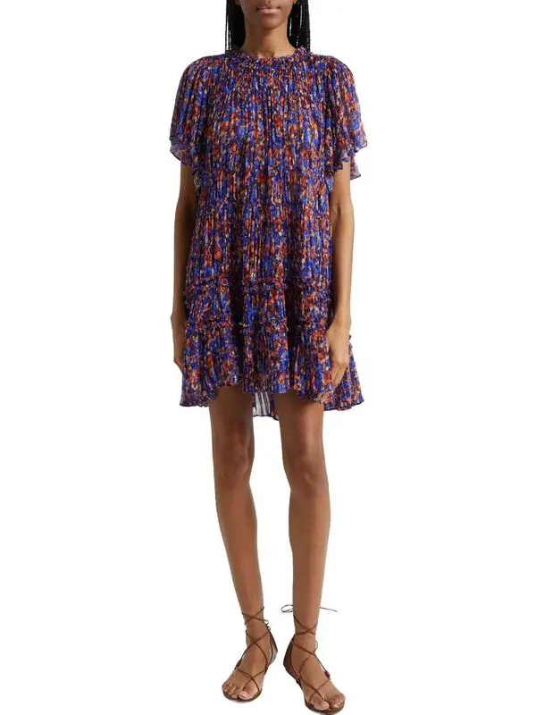 Ulla Johnson Ryla Floral Silk Shift Dress - Violet