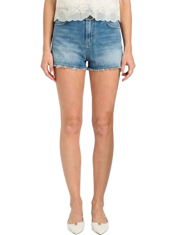 TWINSET Cotton Belted Shorts - Denim