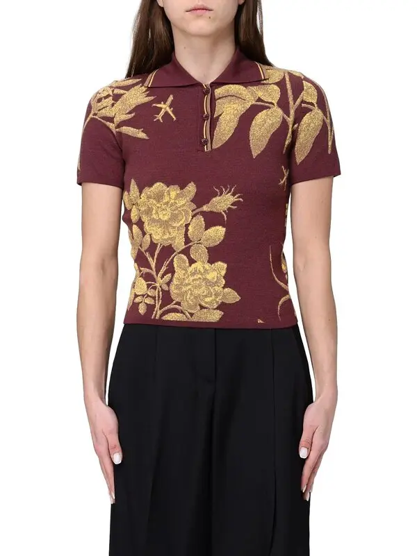 Moschino Floral Knit Polo Shirt - Brown